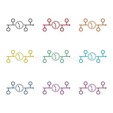 Defined Timeline Icon Isolated On White Background Set Icons Colorful Stock Vector