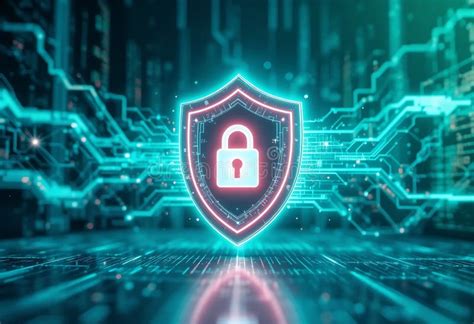 A Digital Shield With A Lock Symbol Represents Cybersecurity Concerns And Information Security