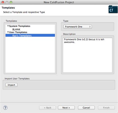 Using Project Templates In Coldfusion Builder 3