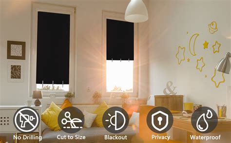 Blackout Shades No Drill Cordless Window Blinds Cut To Size