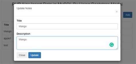 php ajax update data in mysql by using bootstrap modal xpertphp