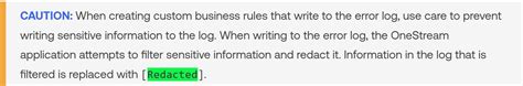 Version 90 Redacting Information In Error Log Onestream Community