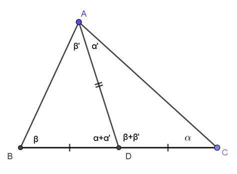 Geometry Let D Be The Midpoint Of Side Bc Of Triangle Abc Prove That If Ad Bd Angle A