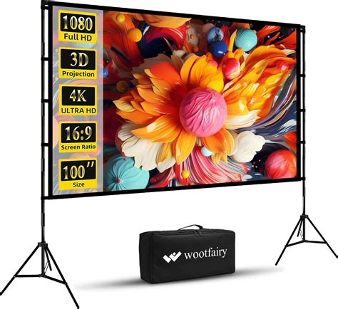 Vevor Projector Screen With Stand 120 Inch 169 4k 1080 Hd