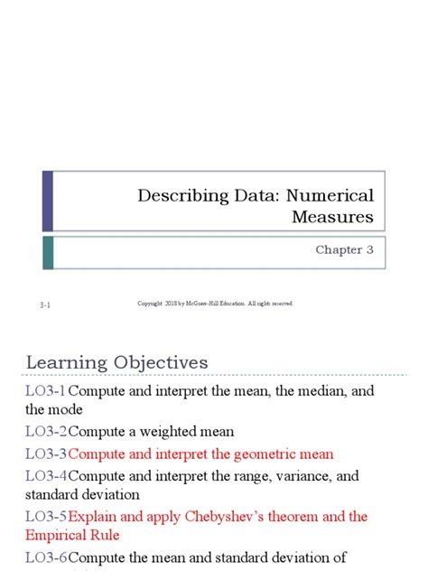 Chapter 3 Describing Data Numerical Measures Pdf Mean Median