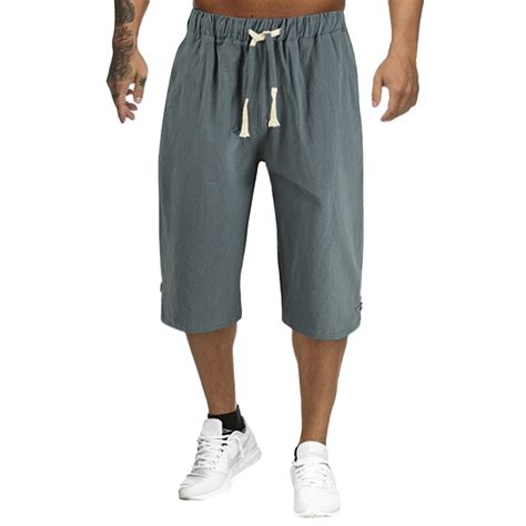 Baocc Skirt Mens Casual Linen Pants Loose Fit Elastic Drawstring Waist