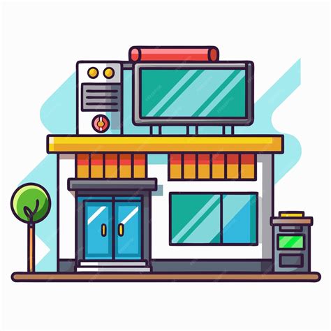 Premium Vector Bright Electronics Store Building Design