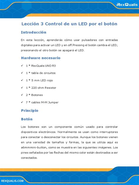 Lección 3 Control De Un Led Por El Botón Pdf Arduino Diodo Emisor