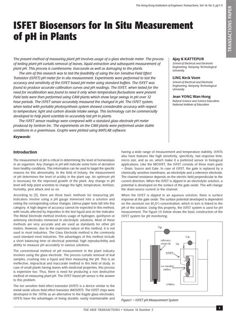 Pdf Ion Selective Field Effect Transistor Isfet Biosensors For In Situ Measurement Of Ph In