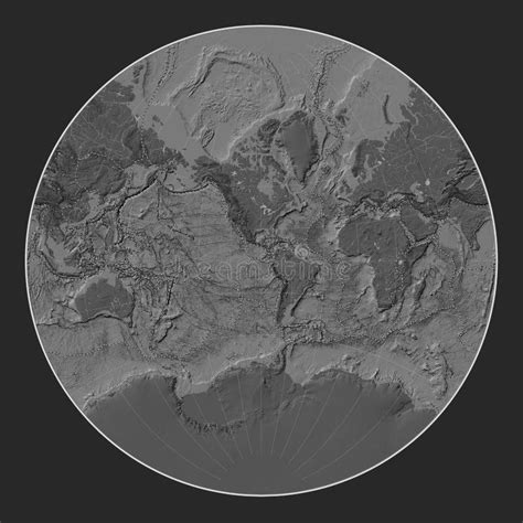 Tectonic Plate Boundaries On The World Bilevel Map 90 Pm Lag Stock Illustration