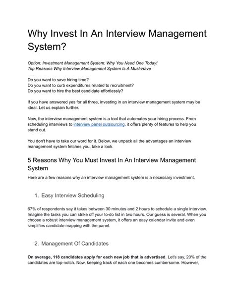 ppt why invest in an interview management system powerpoint presentation id 13077001