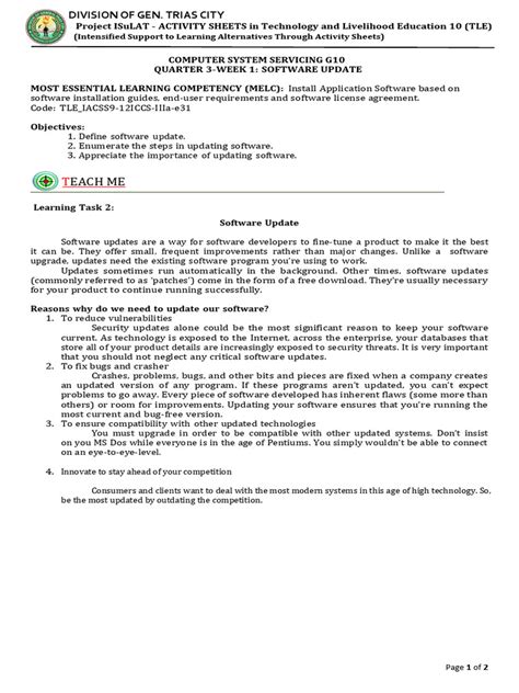 Revised Tle As Css10 Q3 Wk2 School Based Lecture Pdf Software Computer Architecture