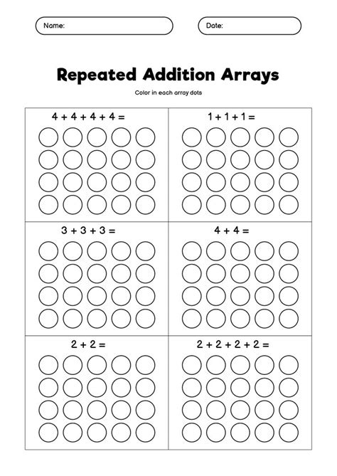 2nd Grade Math Repeated Addition Arrays Practice Sheets In 2025 Array Worksheets 2nd Grade