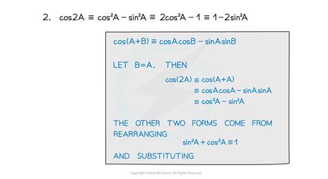 Double Angle Formulae Aqa A Level Maths Pure Revision Notes 2018