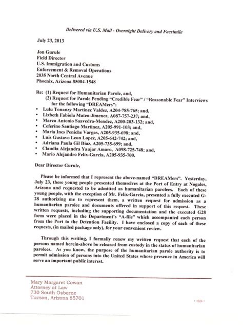 Humanitarian Letter Example