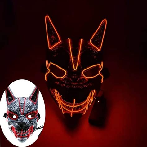 Projectretro Scary Animal Wolf Mask Halloween Led Light Up Mask For Men