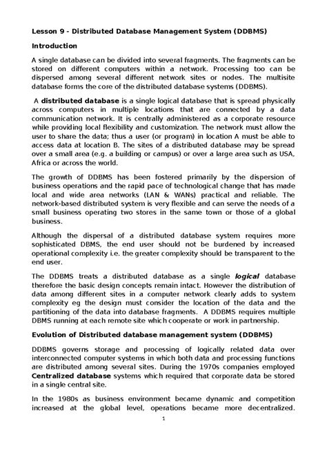 Lesson 9 Introduction To Distributed Database Management Systems