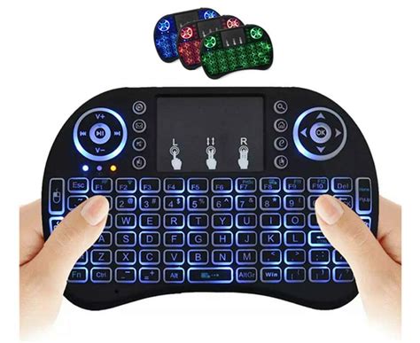 Wireless Mini Keyboard Remote Control Touchpad Mouse Combo Controller With Rgb Backlit For Smart
