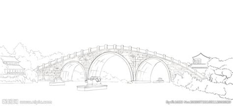 大运河南端拱宸桥古建筑桥线稿设计图 广告设计 广告设计 设计图库 昵图网 花瓣网