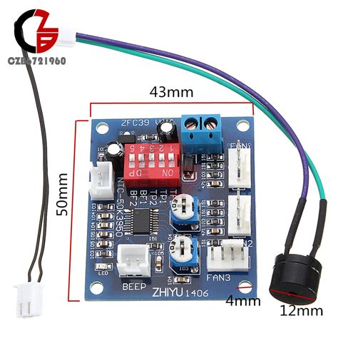 12v Temperature Regulator Pwm Fan Speed Controller High Temp Alarm 5v