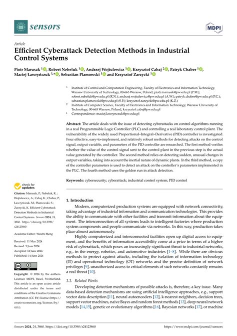 Pdf Efficient Cyberattack Detection Methods In Industrial Control Systems