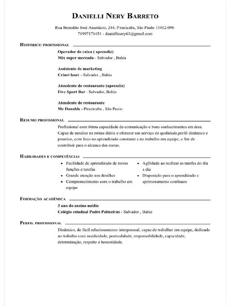 Currículo Atualizado Danielli Pdf