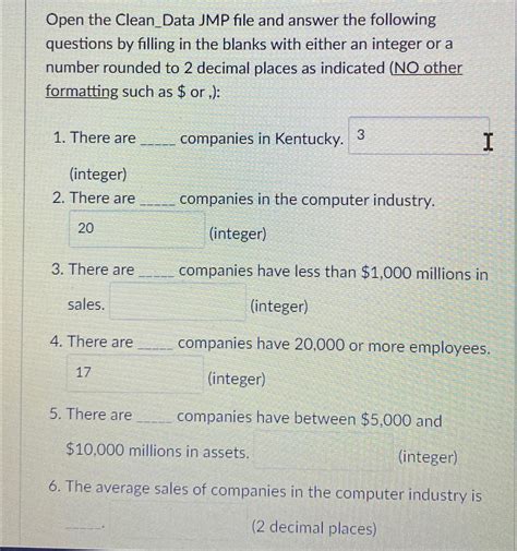 Solved Open The Clean Data JMP File And Answer The Following Chegg