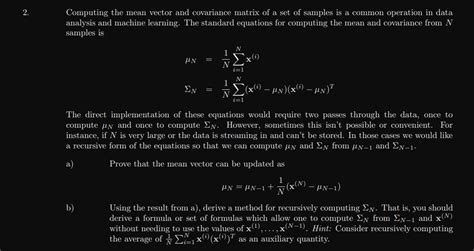 Computing The Mean Vector And Covariance Matrix Of Chegg