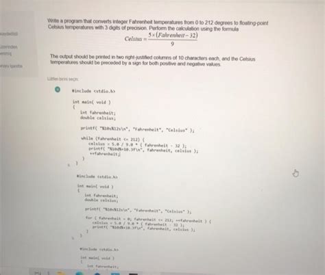 Solved Write A Program That Converts Integer Fahrenheit
