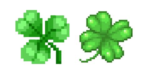 Shamrock And Four Leaf Clover Pixel Cursor Custom Cursor