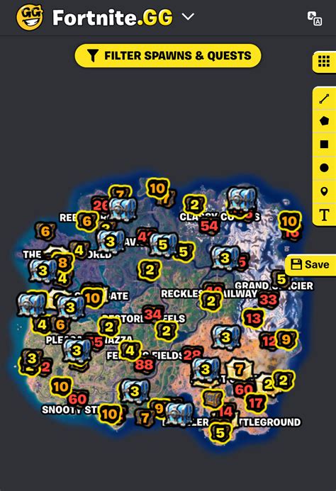 Fortnite Chest Map Fortnite Chapter 5 Season 2 Chest Spawn Locations