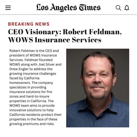 Honored To Be Recognized As A Los Angeles Times Ceo Visionary On Behalf