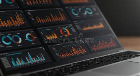 Close Up Of A Laptop Screen Showcasing Data Charts And Graphs For