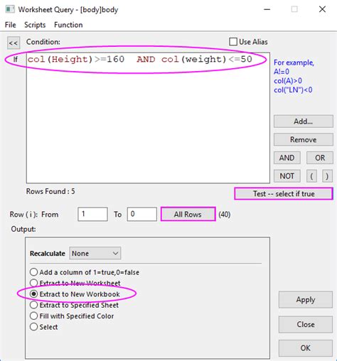 Help Online Tutorials Worksheet Query