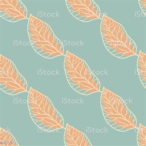 오렌지 잎 요소 매끄러운 손으로 그린 패턴 파란색 배경입니다 미니멀 한 디자인 개화기에 대한 스톡 벡터 아트 및 기타 이미지 개화기 고풍스런 관목 Istock