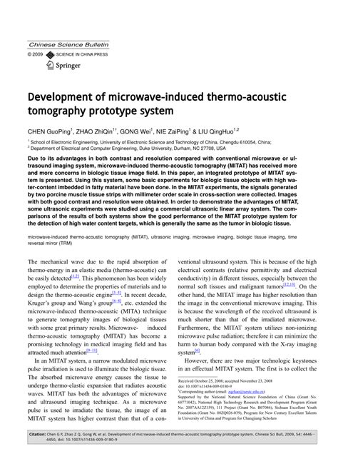 Pdf Development Of Microwave Induced Thermo Acoustic Tomography Prototype System