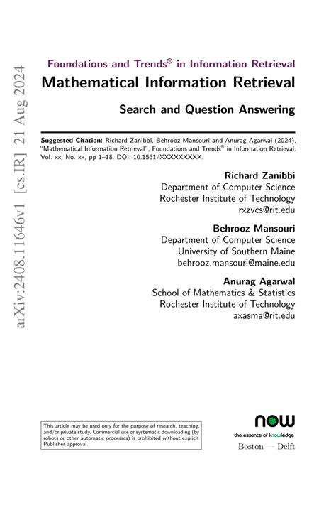 Pdf Mathematical Information Retrieval Search And Question Answering