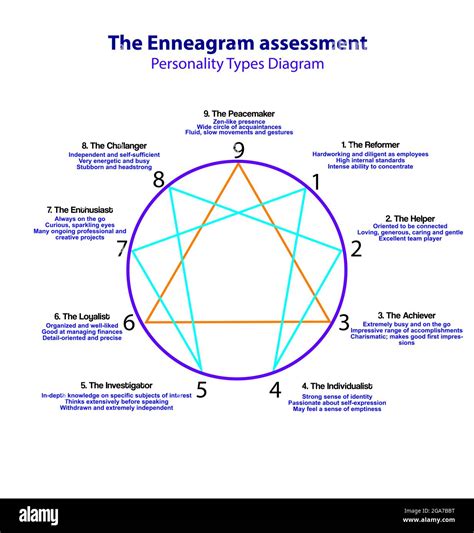 Enneagram Personality Types Diagram 9 Types Of Personalities Vector