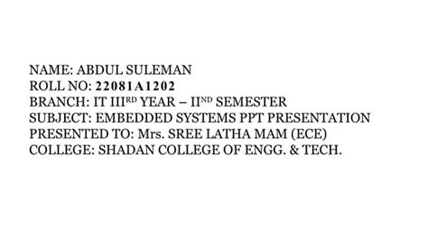 Embedded Systems Theoretical Powerpoint Presentation Pptx