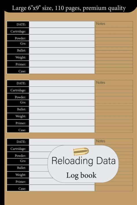 Reloading Data Log Book Reloading Data Journal Log Book For Reloaders To Track And Record