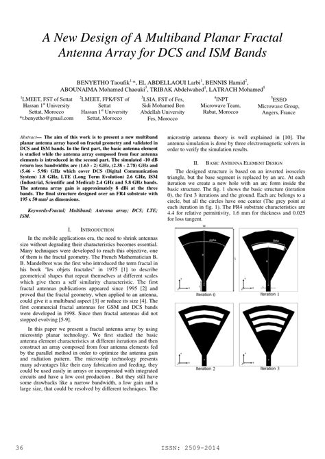 Pdf A New Design Of A Multiband Planar Fractal Antenna Array For Dcs