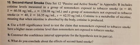 Solved Smoke Data Set 12 Passive And Active Smoke In