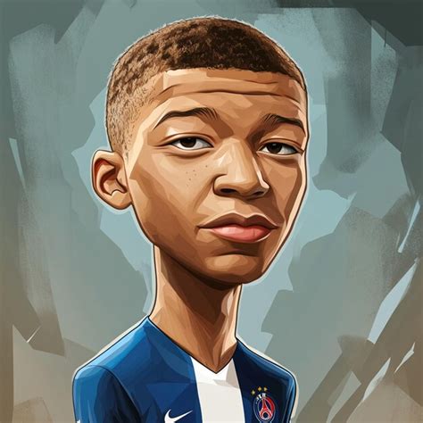 Kylian Mbappe Cartoon Illustration Premium Ai Generated Image