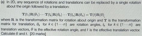 Solved A In 2d Any Sequence Of Rotations And Translations