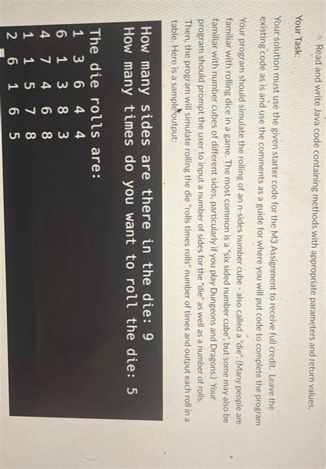 Solved Read And Write Java Code Containing Methods With