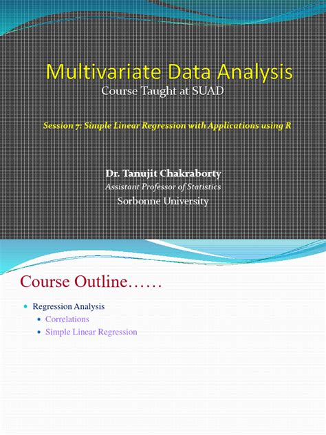 Mda Session 7 Simple Linear Regression Pdf Regression Analysis