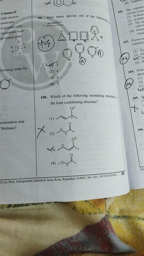 Column Ii Odd Electron Molecules 99 How Many Species Out Of The Followin