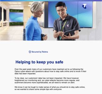 Telstra Emails All Mobile Customers Online Safety Tips Showing Optus How Fast You Can Deliver