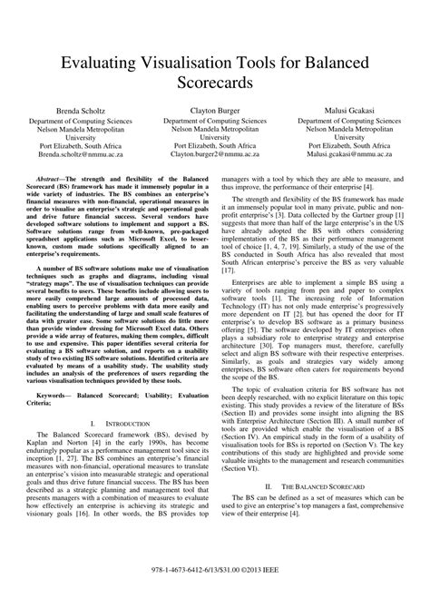 Pdf Evaluating Visualisation Tools For Balanced Scorecards