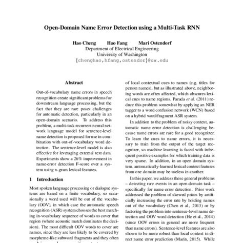 Open Domain Name Error Detection Using A Multi Task Rnn Acl Anthology